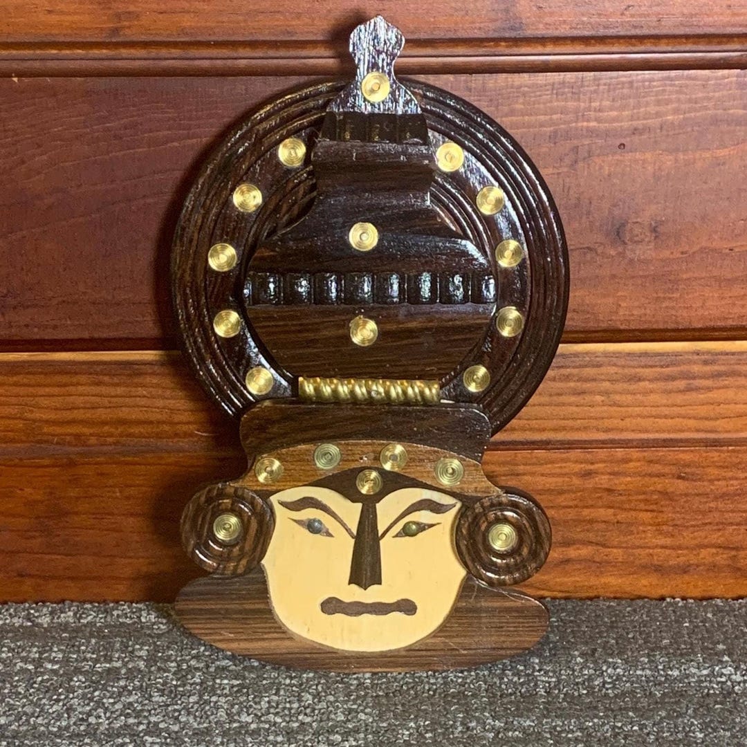 Vintage Handcrafted Wooden Kathakali Mask Wall Hanging Decoration - Etsy
