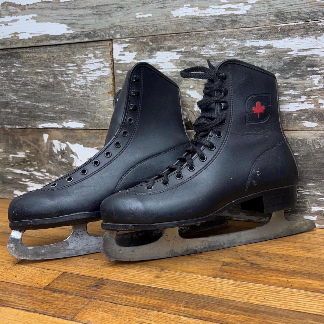 Vintage Black Men’s Ice Skates - Red Maple Leaf - Size 7 - Etsy