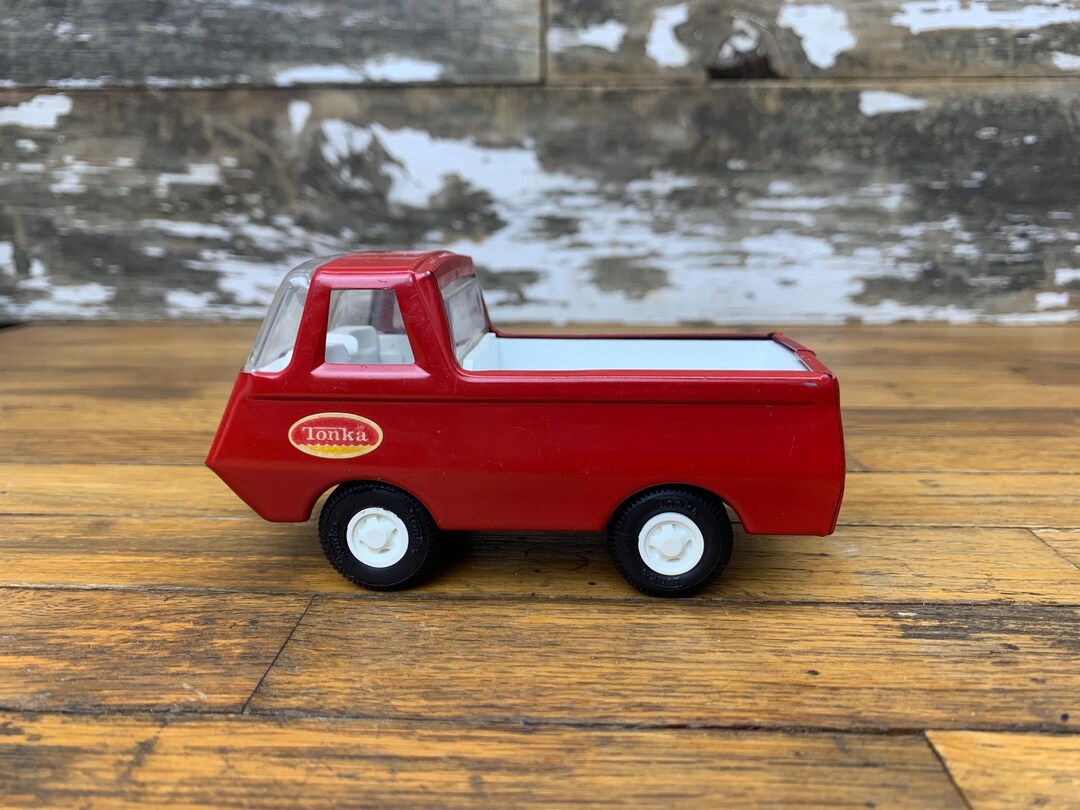 Vintage 1970s Tiny Tonka Red Pickup Truck - Pressed Steel - White Rims ...