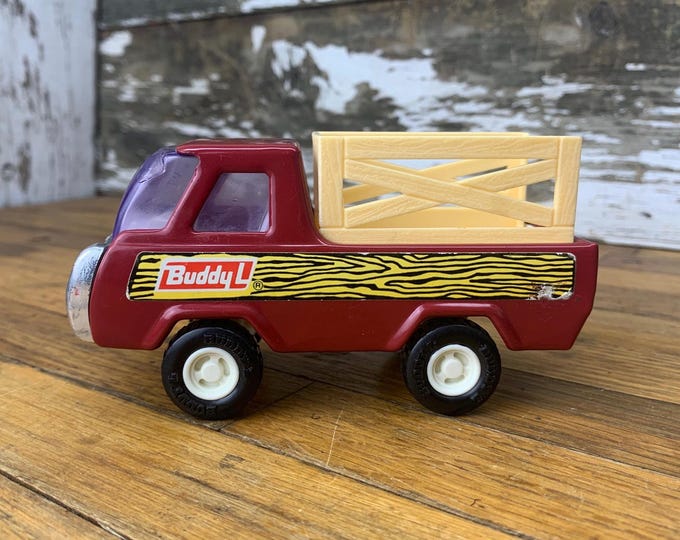 Vintage 1970s Red Buddy L Stake Bed Farm Truck - Small 5 Inch Pressed ...