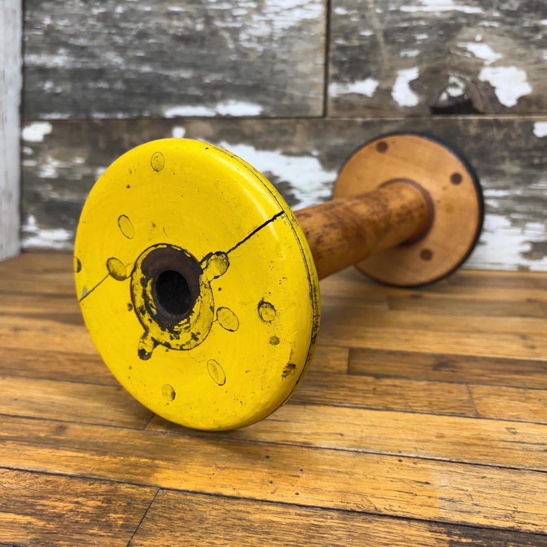 Large Industrial Antique Wooden Spool - Primitive Wood Spool - One ...