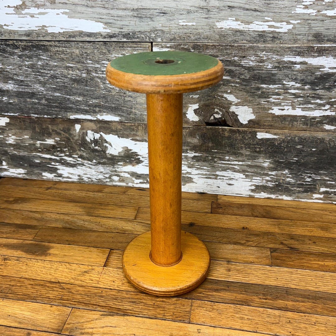 Large Industrial Antique Wooden Spool - Primitive Wood Spool - Twelve ...