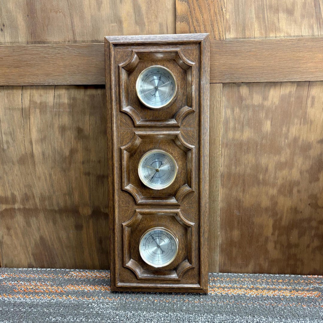 Vintage Springfield Barometer Thermometer Humidity Meter Gauge Faux ...
