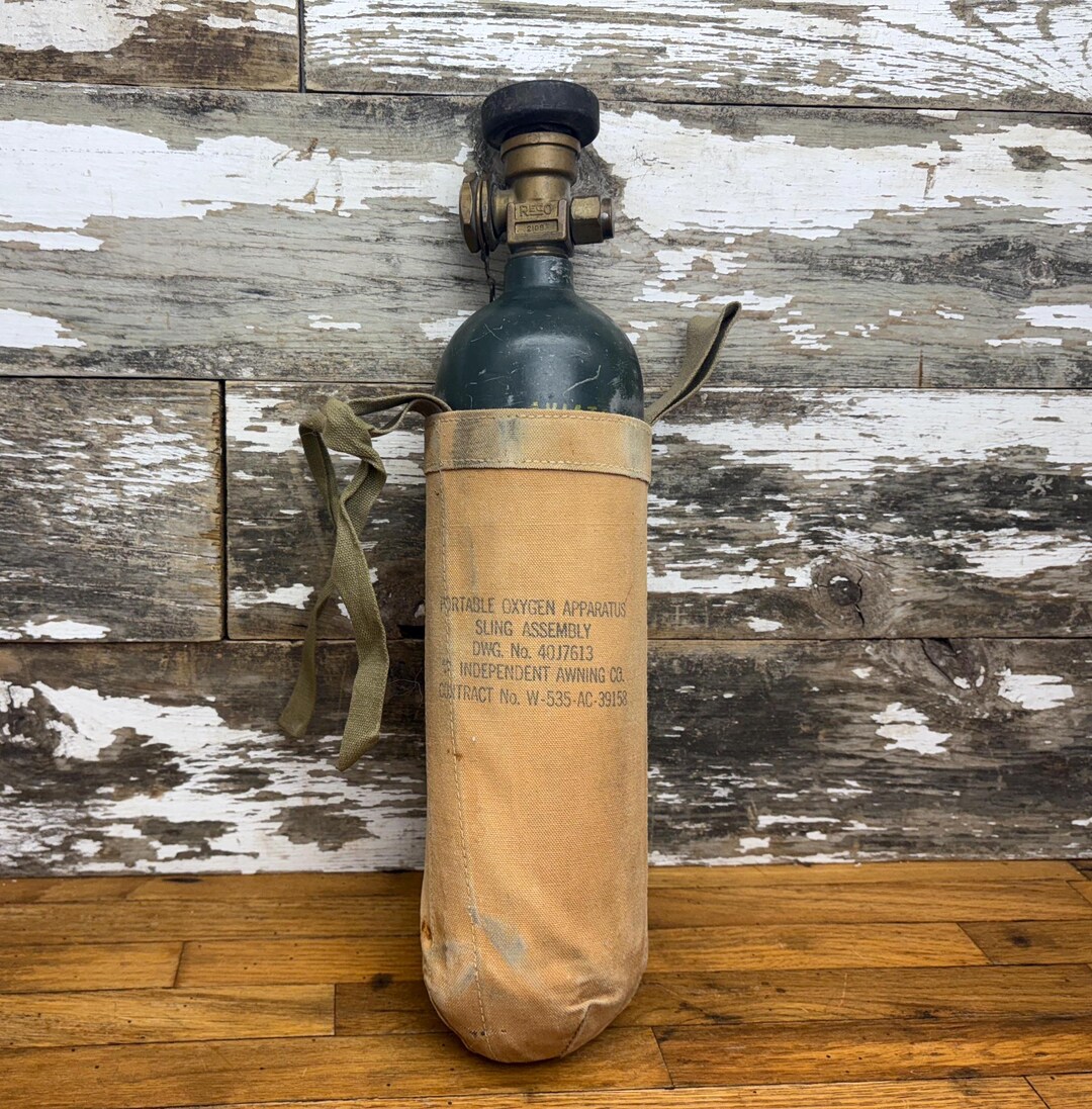 Vintage Aviation Breathing Oxygen Tank With Canvas Sling Bag Bag by the ...