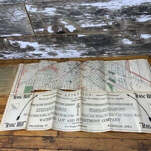 Antique 1916 Map of Waterloo, Iowa - Local Business Advertising - 1916 ...