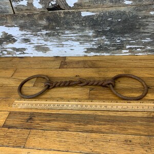 Large Vintage Snaffle Bit Western Decor Horse Tack Twisted Wire Snaffle ...