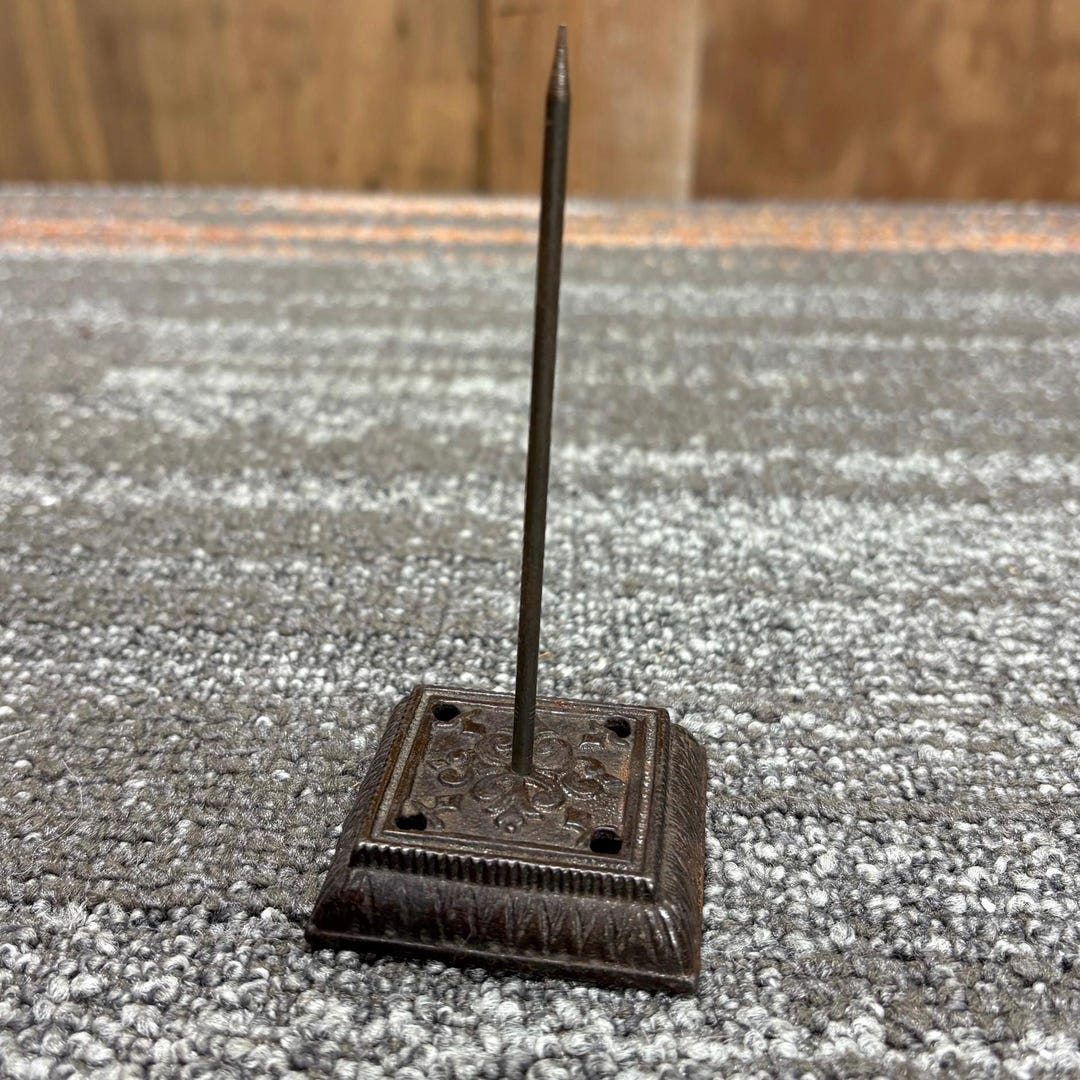 Antique Square Ornate Cast Iron Receipt Ticket Spike, Hotel Front Desk ...