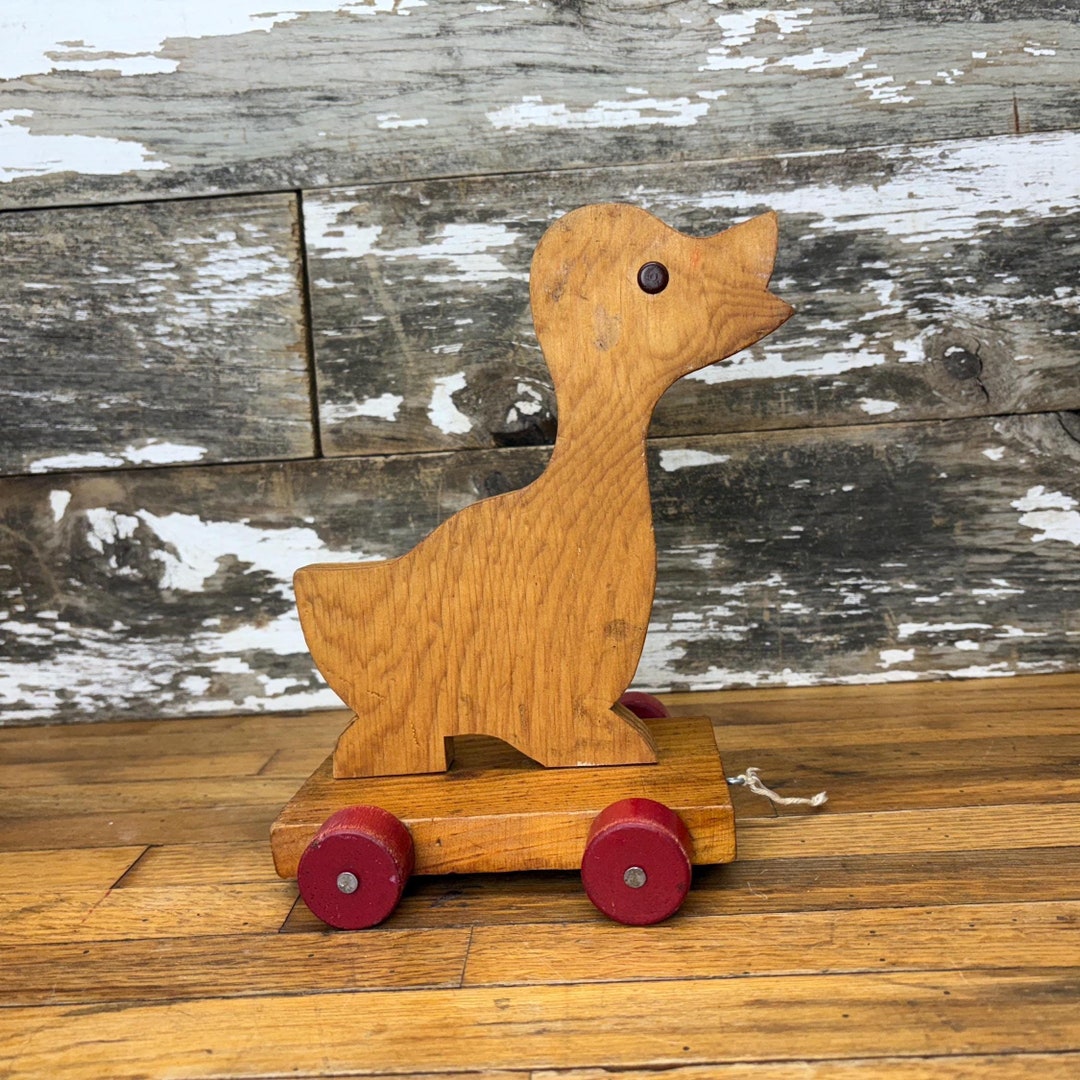 Antique Duck Pull Toy - Rustic Wooden Duck - Etsy