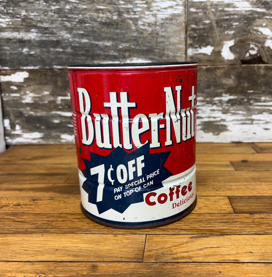 Vintage 2lb Butter-nut Coffee Can - 7 Cents off Graphic - Butternut ...