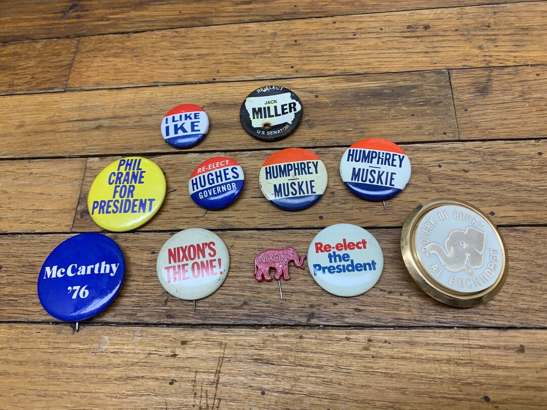 Vintage Political Pin Collection 1960s-1980s - Nixon, Mccarthy, Ike ...