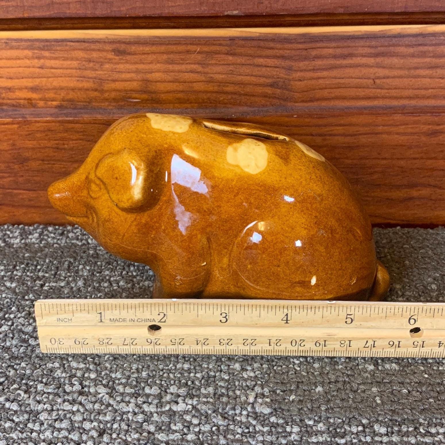 Vintage Small Spotted Pig Coin Bank - Ceramic Pot Bellied Pig - Etsy