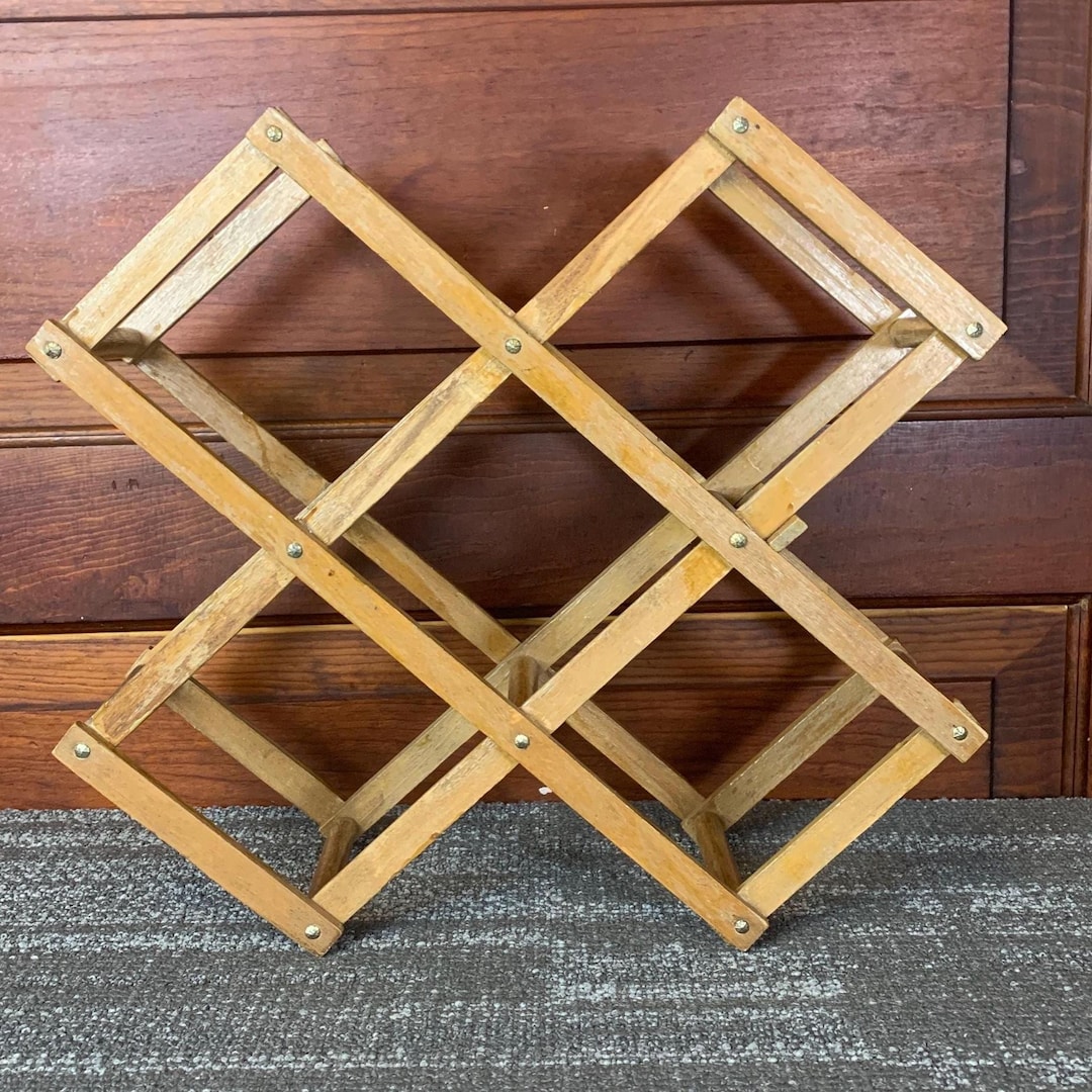 Vintage Wood Wine Rack - Accordion Style Mid Century - Holds 5 Bottles ...