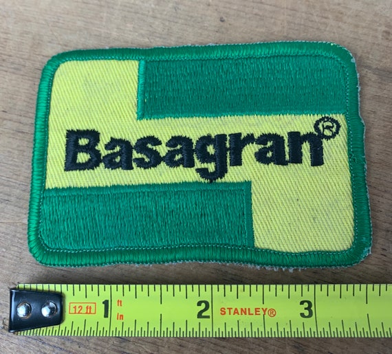 Vintage 1970s Basagran Herbicide Embroidered Hat Patch - Gem