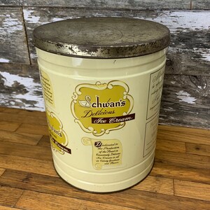 Vintage Schwans Ice Cream Tin Large 2 Gallon Tin With Lid Retro Chic ...