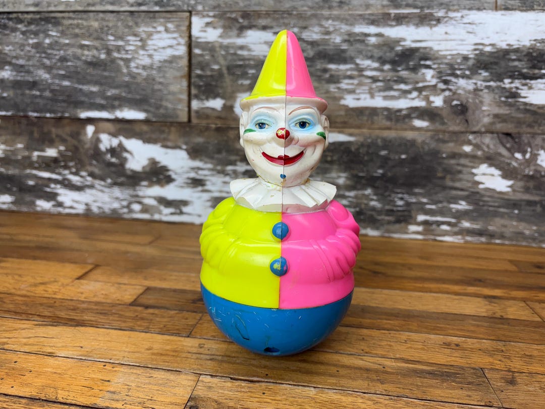 Vintage Clown Roly Poly Wobble Toy Made in West Germany - Repaired - Etsy