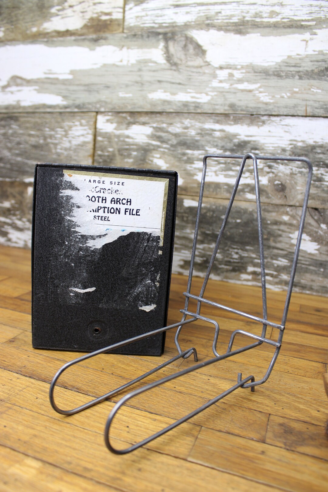 Vintage Black Metal Pharmacy File Box With Metal Wire Insert - Large ...