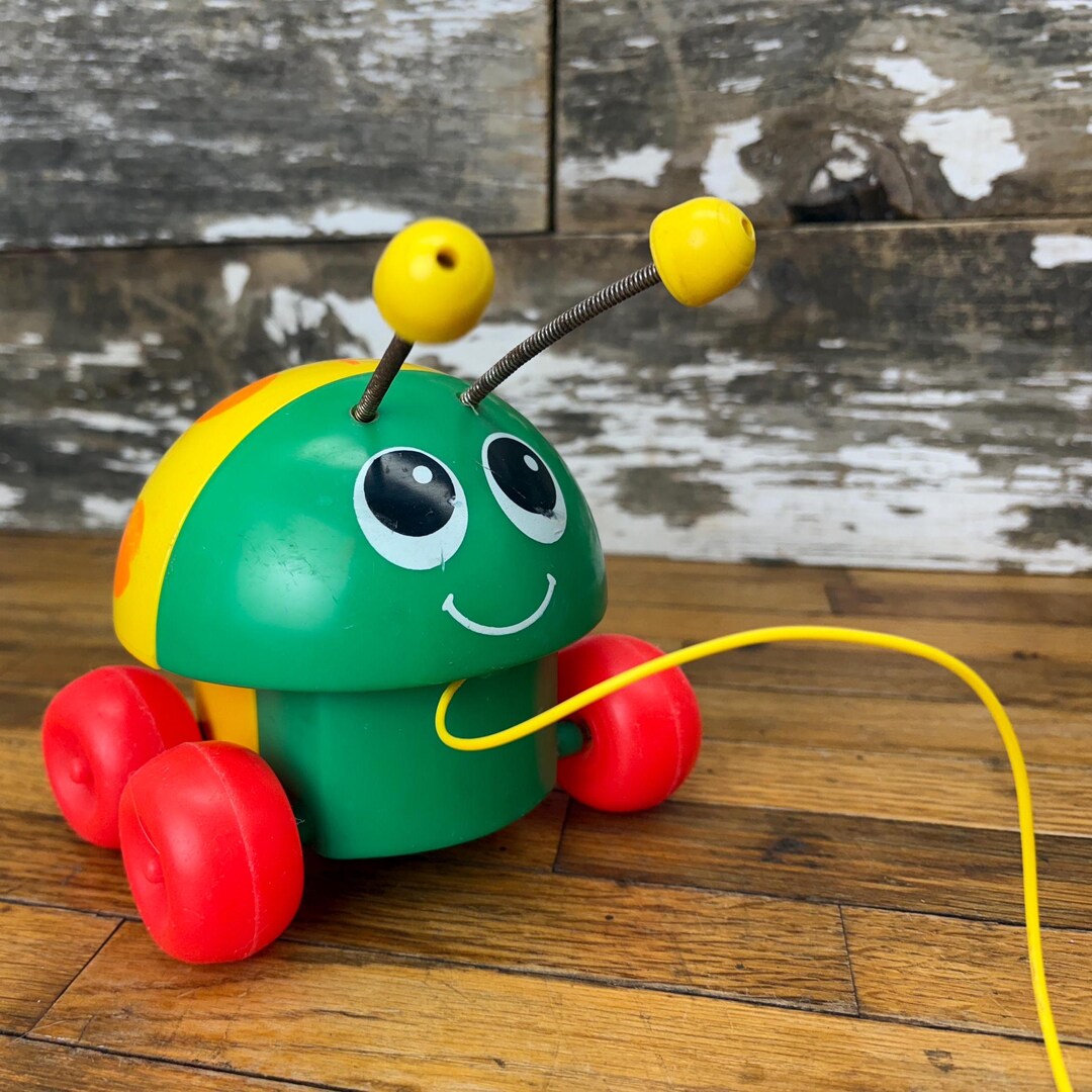 Vintage 1982 Fisher-price Wiggle Butt Bug Classic Pull Toy - 1980s ...