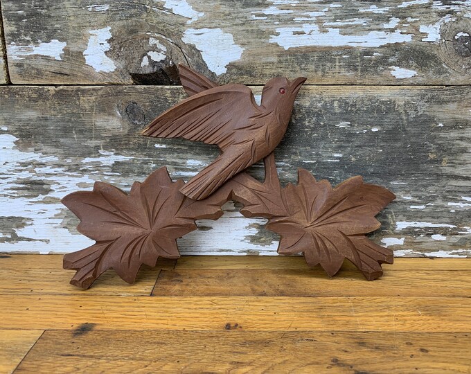Vintage Carved Wood Cuckoo Clock Topper - Red Eye Cuckoo Bird - Wood ...