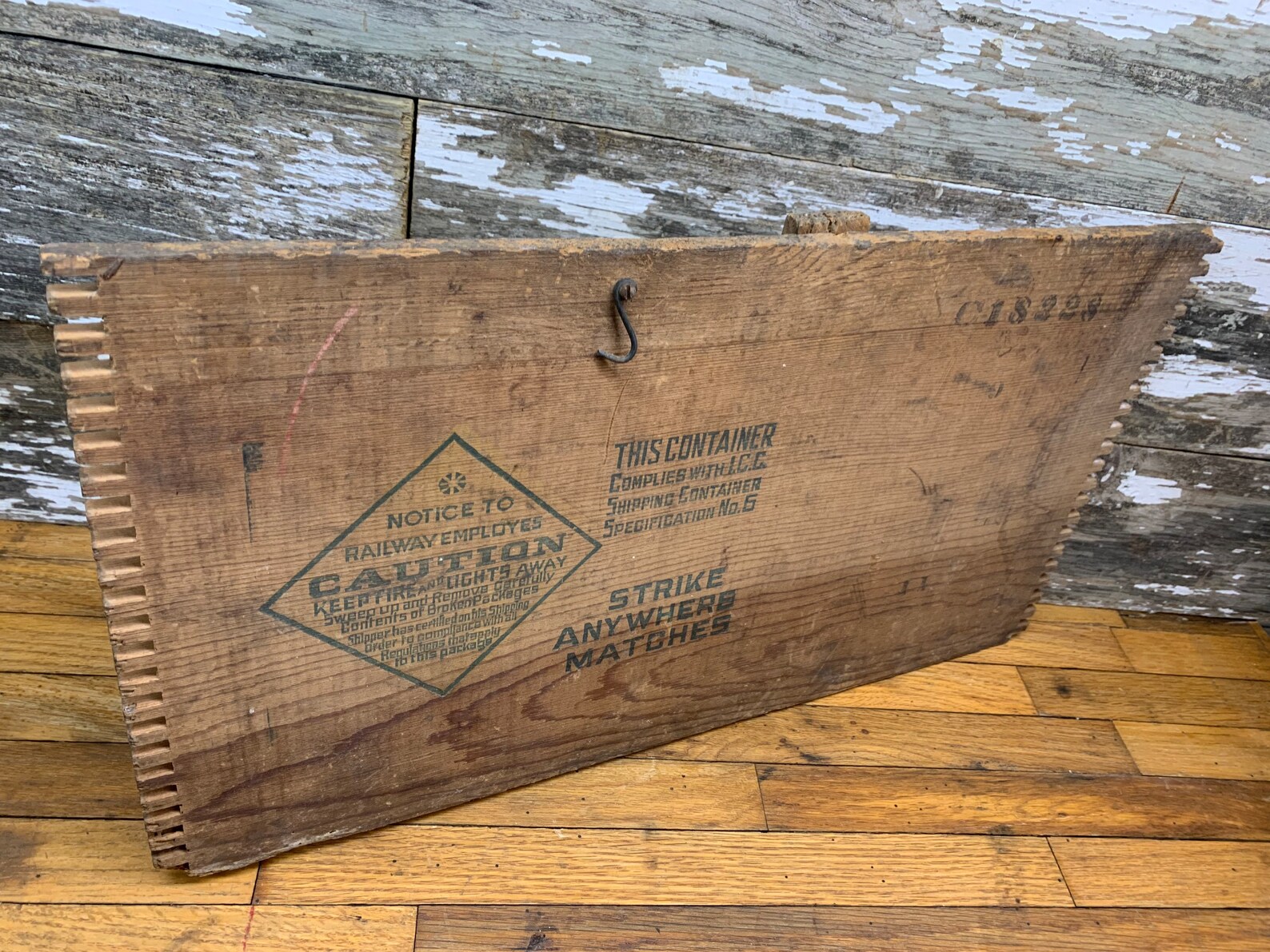 Antique Wooden Shipping Crate Panel, Strike Anywhere Matches ...