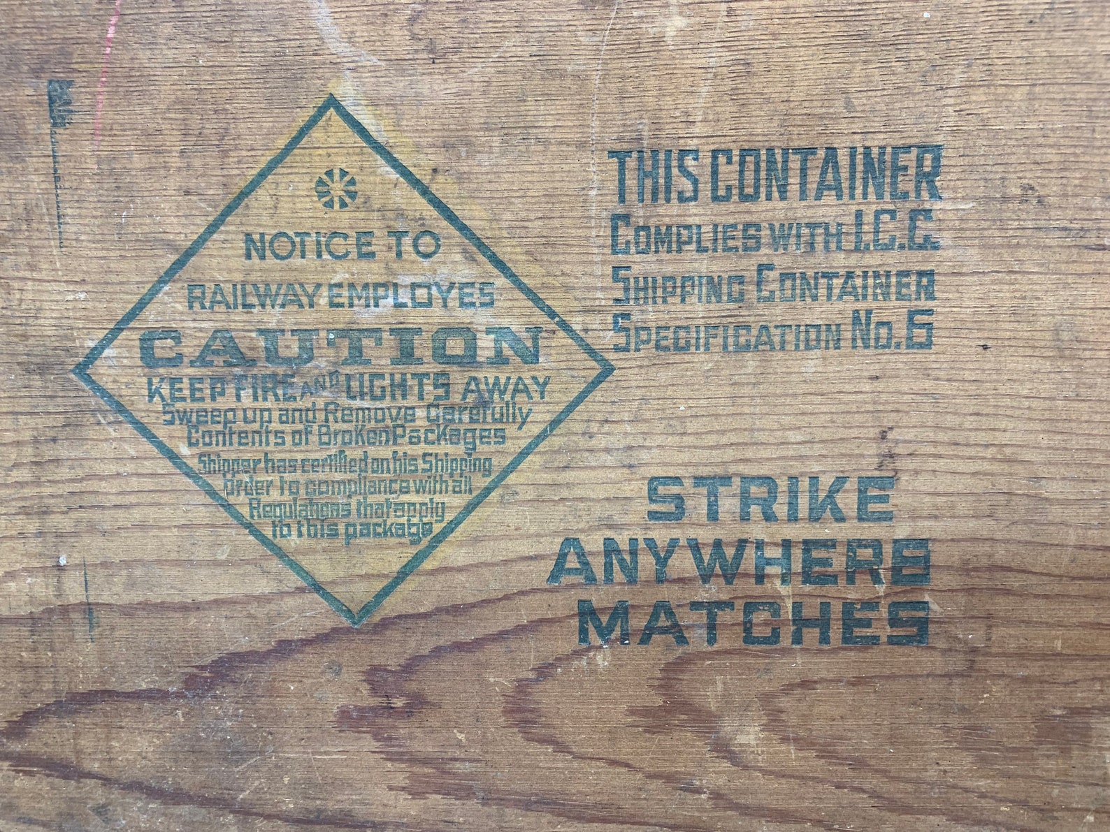 Antique Wooden Shipping Crate Panel, Strike Anywhere Matches ...