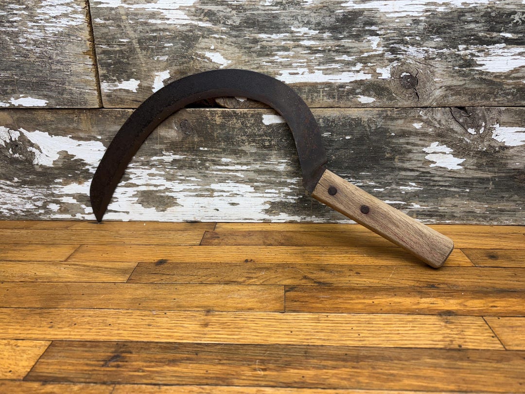 Antique Metal Sickle - Weathered Wood Handle - Rustic Blade - Etsy