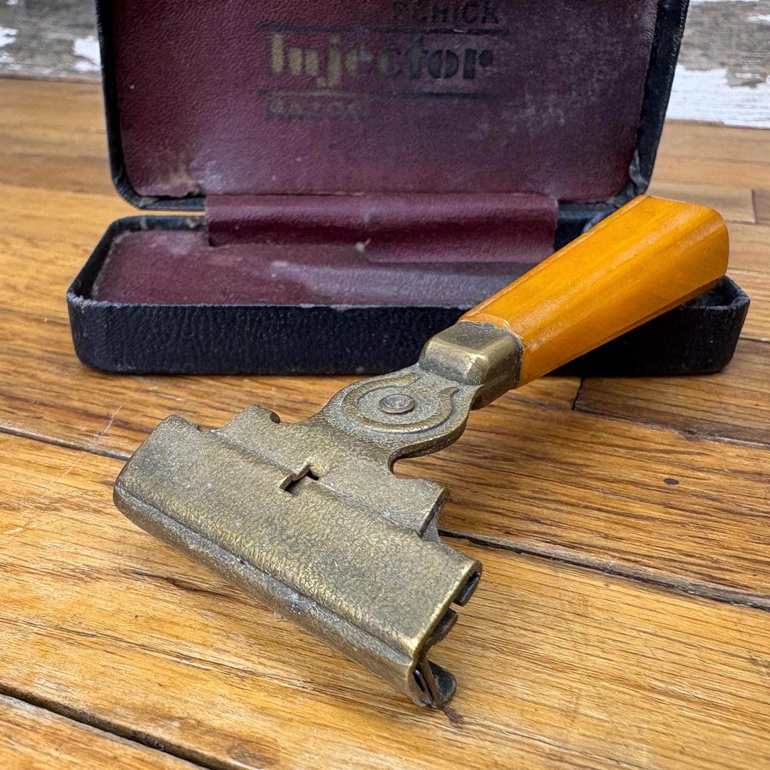 Antique Schick Injector Razor and Original Case - Orange Bakelite ...