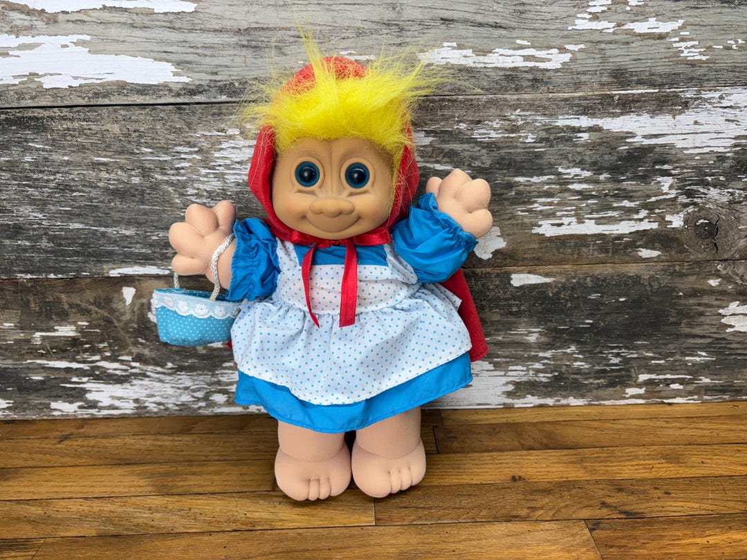 Vintage Russ Troll Dolls Little Red Riding Hood - 12 Inch Tall Troll ...