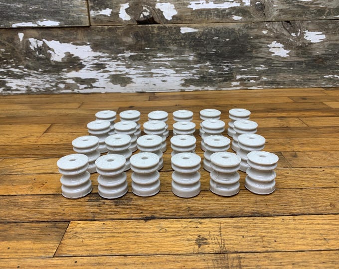 Vintage Electric Fence Insulators (24) - Small White Porcelain Screw ...