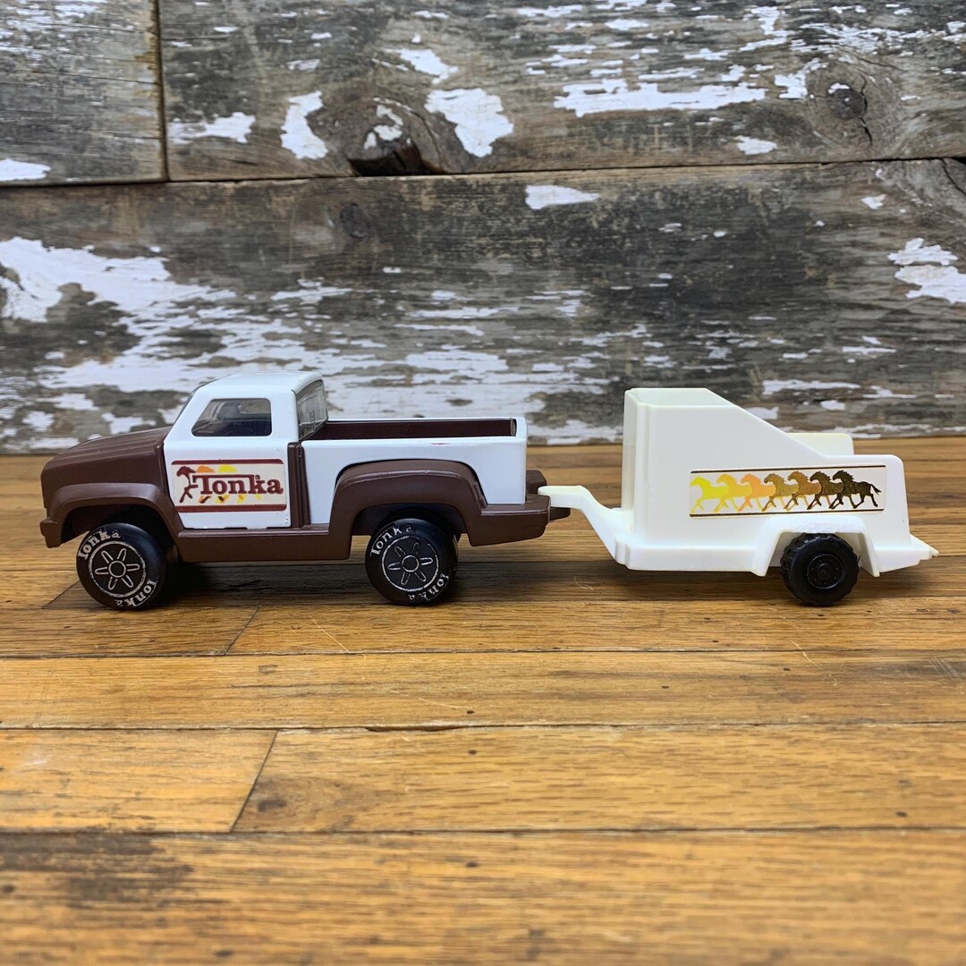 1979 Tonka Truck and Horse Trailer - Brown and White Truck and Trailer ...