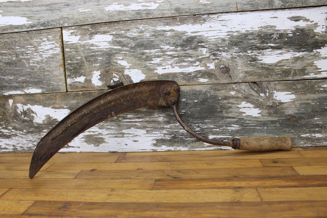 Rustic Antique Sickle, Hand Scythe Wood Handle Farm Hand Sickle, Weed ...