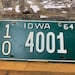 Vintage Custom License Plate Set - 1964 IOWA 4001 - County 10 - Front ...