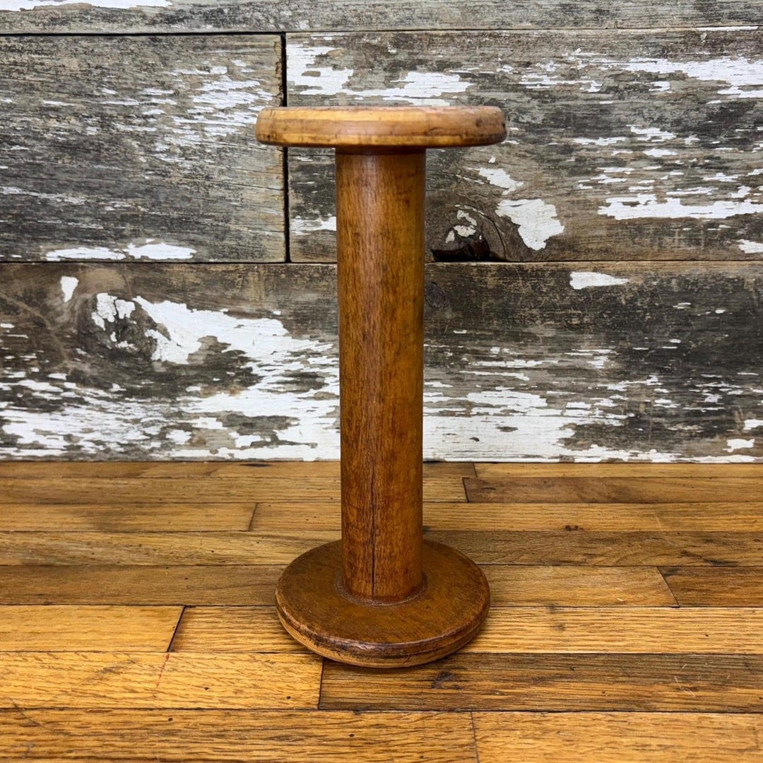 Industrial Antique Wooden Spool 9 Inch Tall- Primitive Wood Spool ...