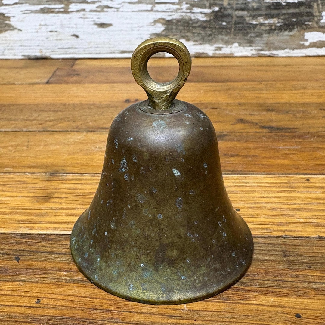 Vintage Tiny Brass Bell - Aged Brass Patina - 2 Inches Tall - Miniature ...
