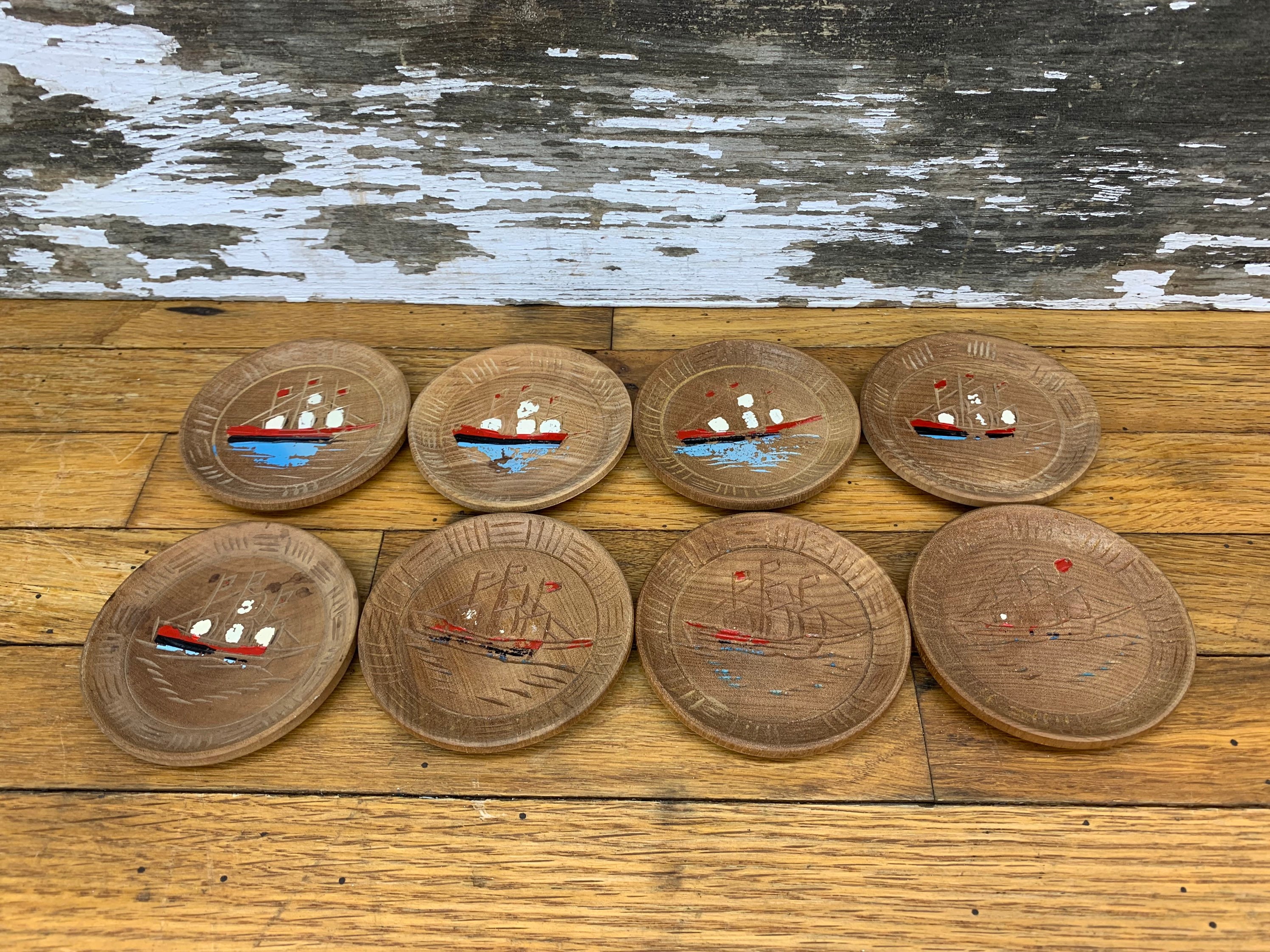 Vintage Made in Occupied Japan Coaster Set With Holder Boat - Etsy