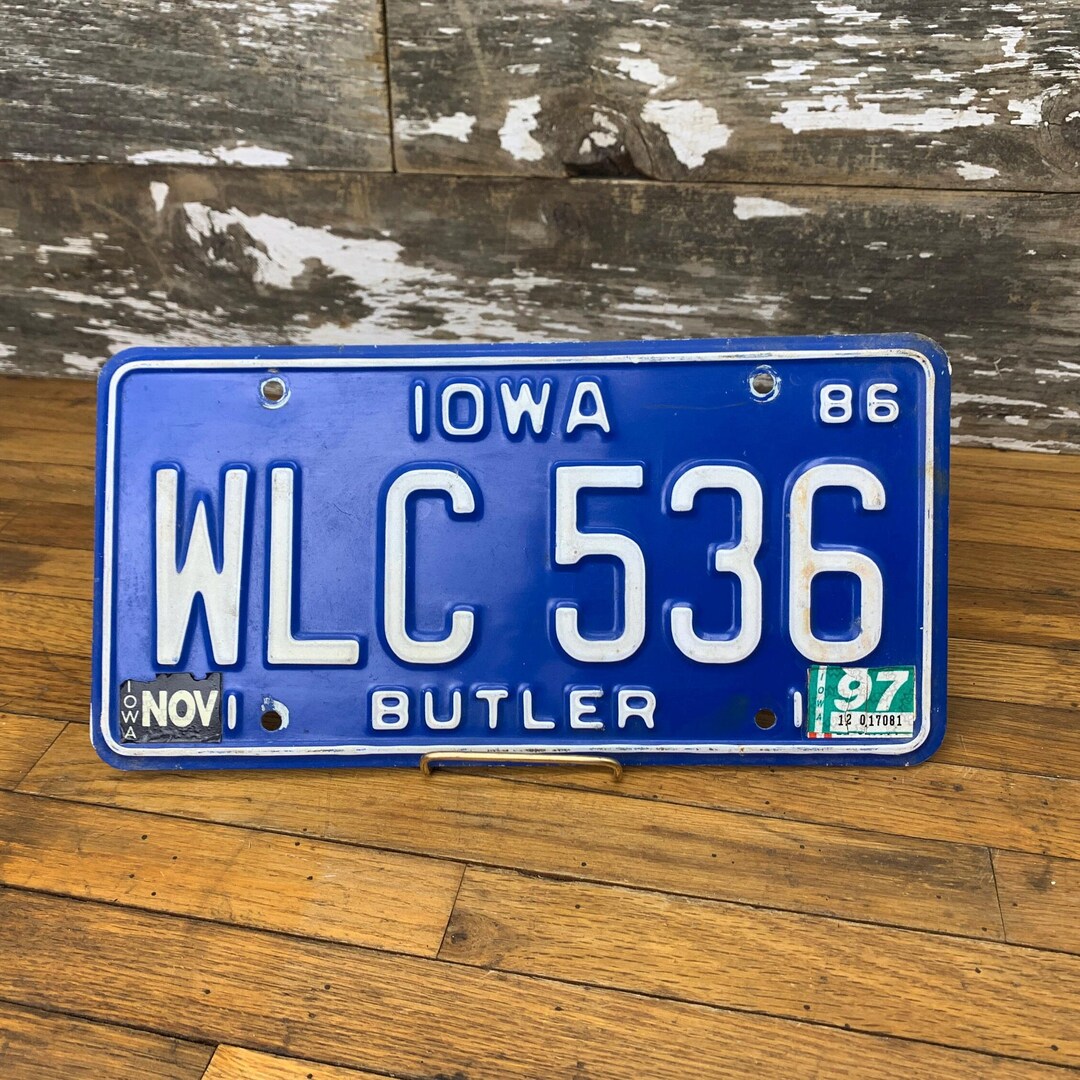 Vintage License Plate - 1986 IOWA - Butler Country WLC 546 - Blue and ...