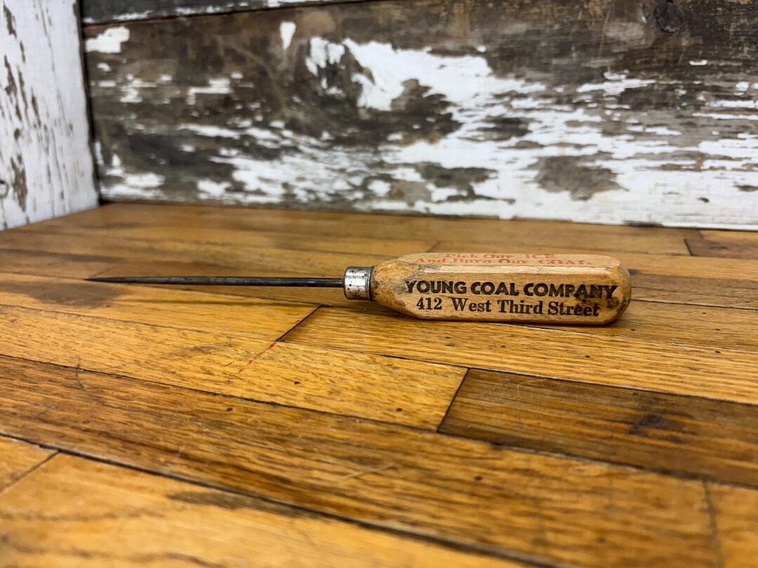 Antique Ice Pick: Young Coal Co. Advertising, Wood Handle - Etsy