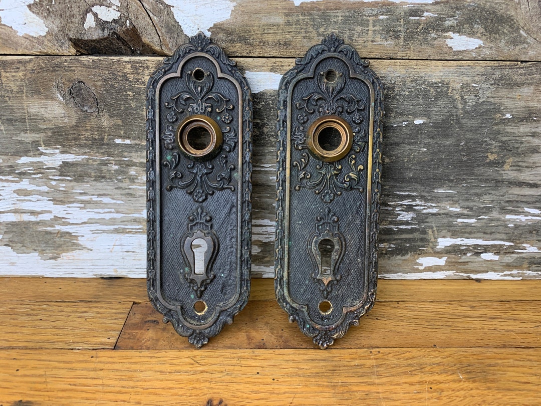 Antique Cast Bronze Victorian Door Plate Set by Sargent & Co. - Early ...