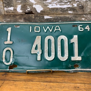 Vintage Custom License Plate Set - 1964 IOWA 4001 - County 10 - Front ...
