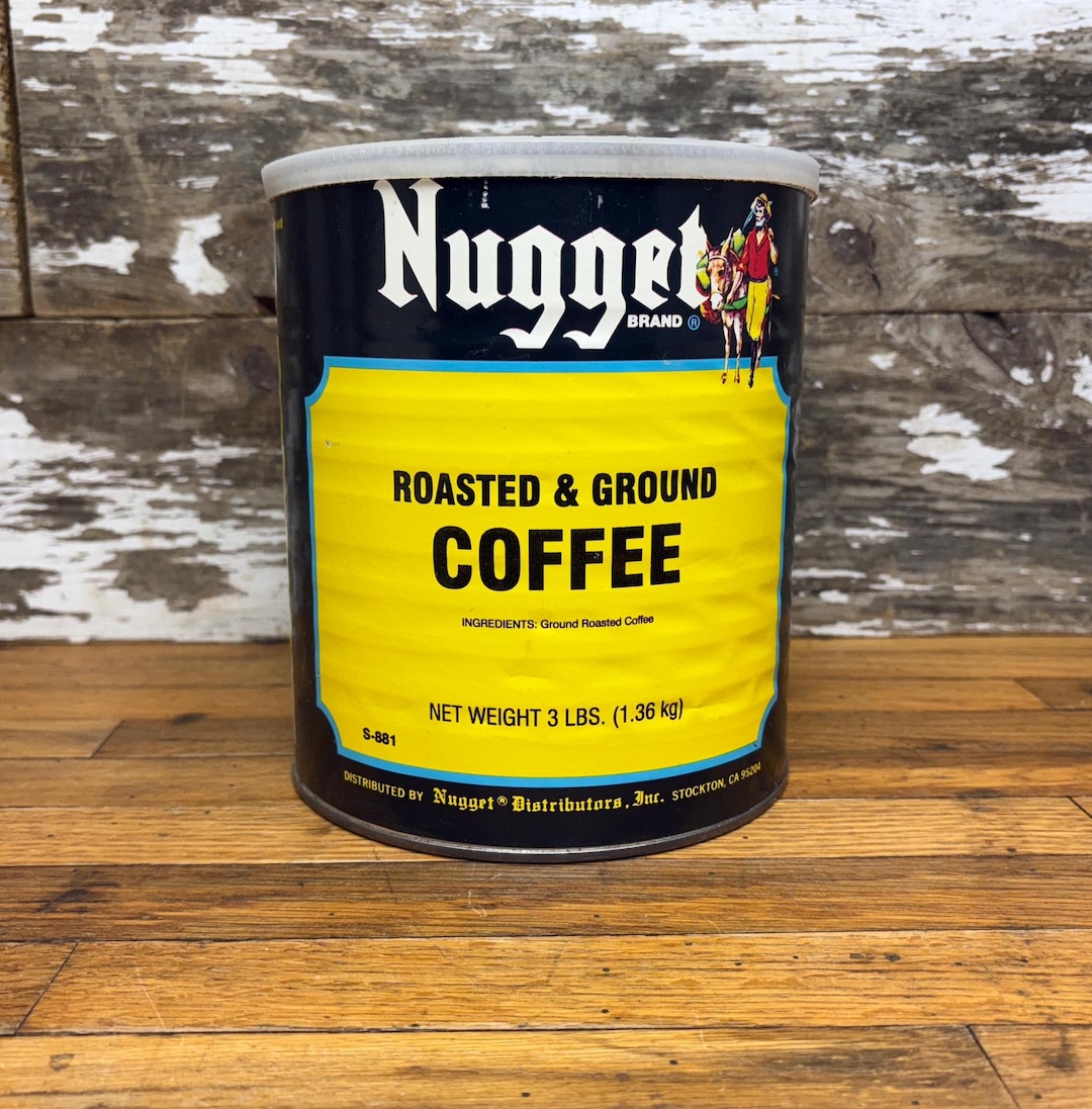 Vintage Nugget Coffee 3lb Can With Lid - Paper Label - Nugget ...