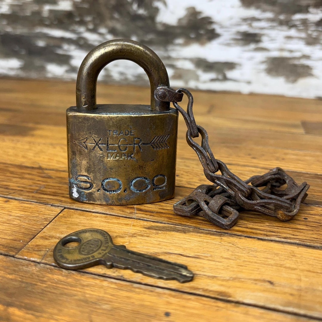 Vintage Standard Oil Company Brass Padlock With Chain and Period ...