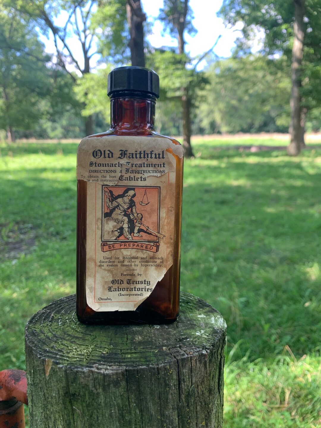 Antique Medicine Bottle - Paper Label - Old Faithful Stomach Treatment ...