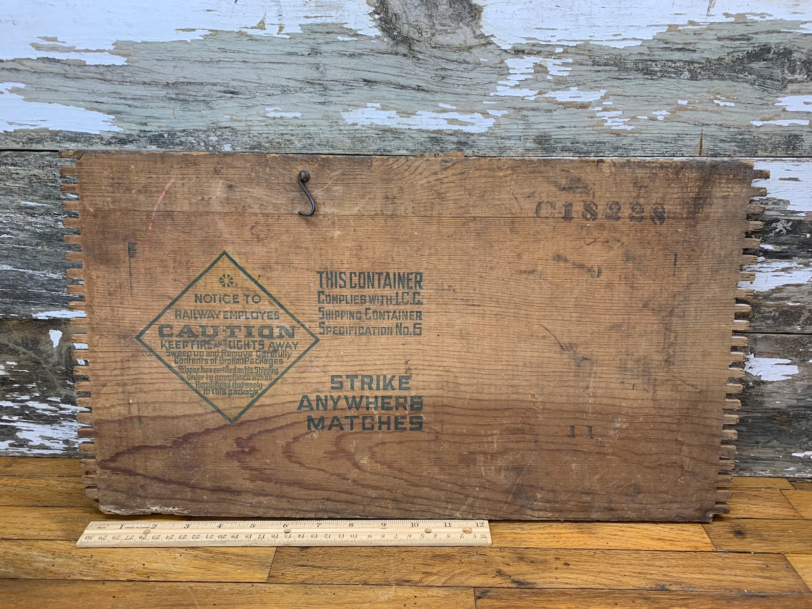 Antique Wooden Shipping Crate Panel, Strike Anywhere Matches ...