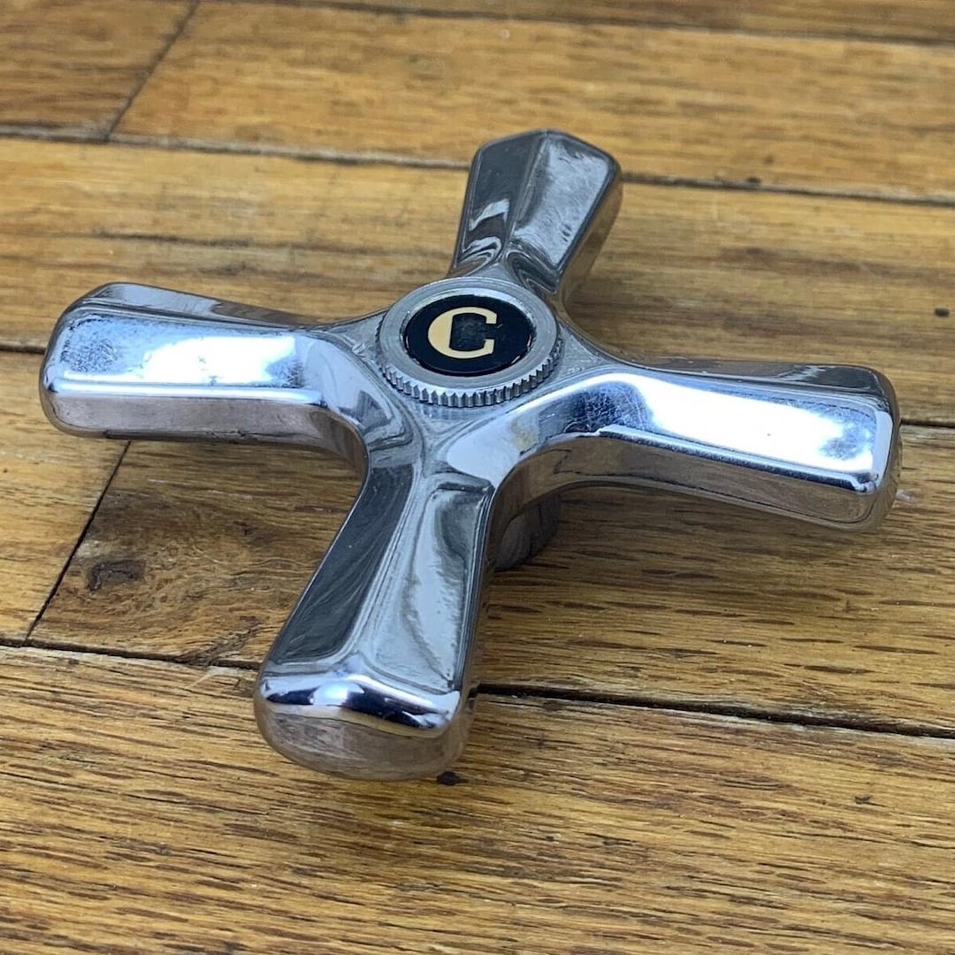 Antique Cold Water Knob - Sink or Tub Fill Knob - Black Center With ...