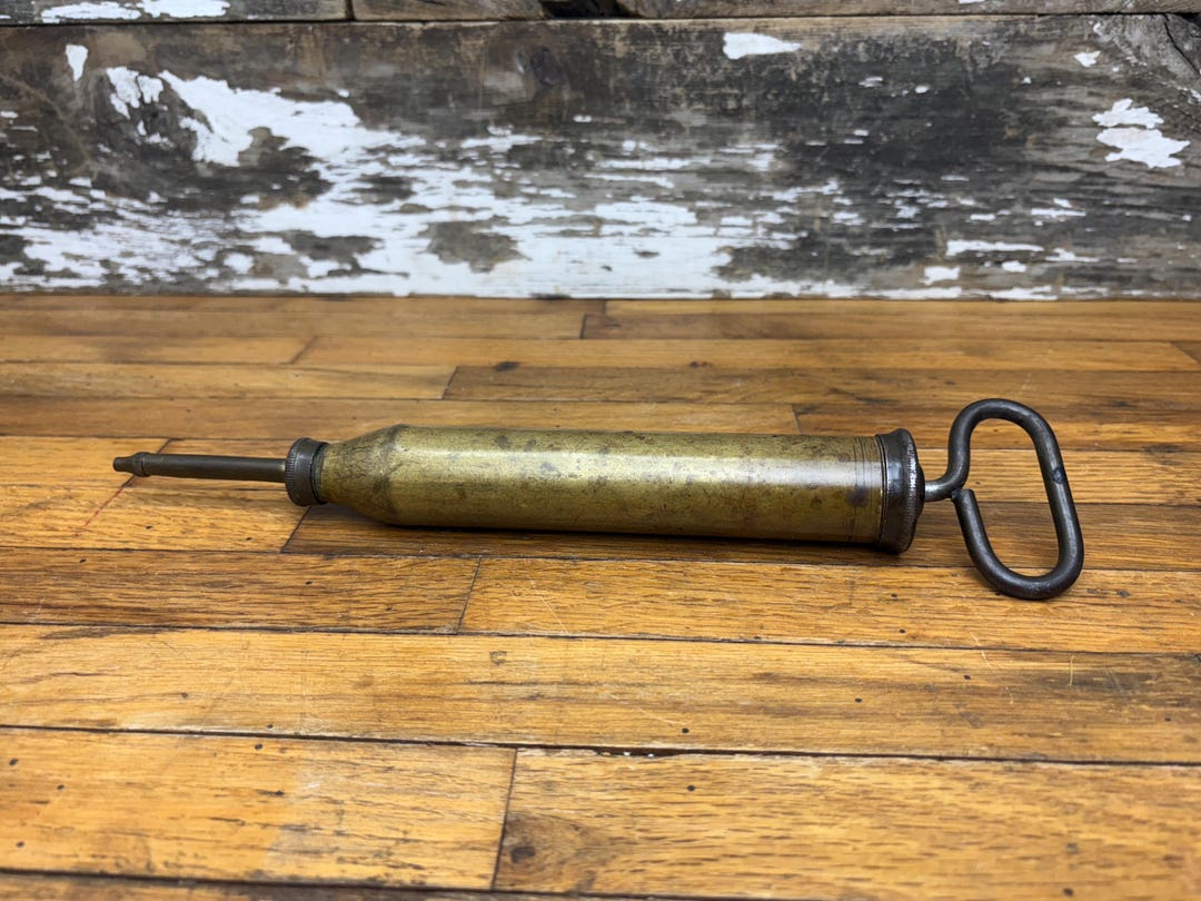 Antique Brass Grease Pump Narrow Tip Precision Greasing Tool Fully ...