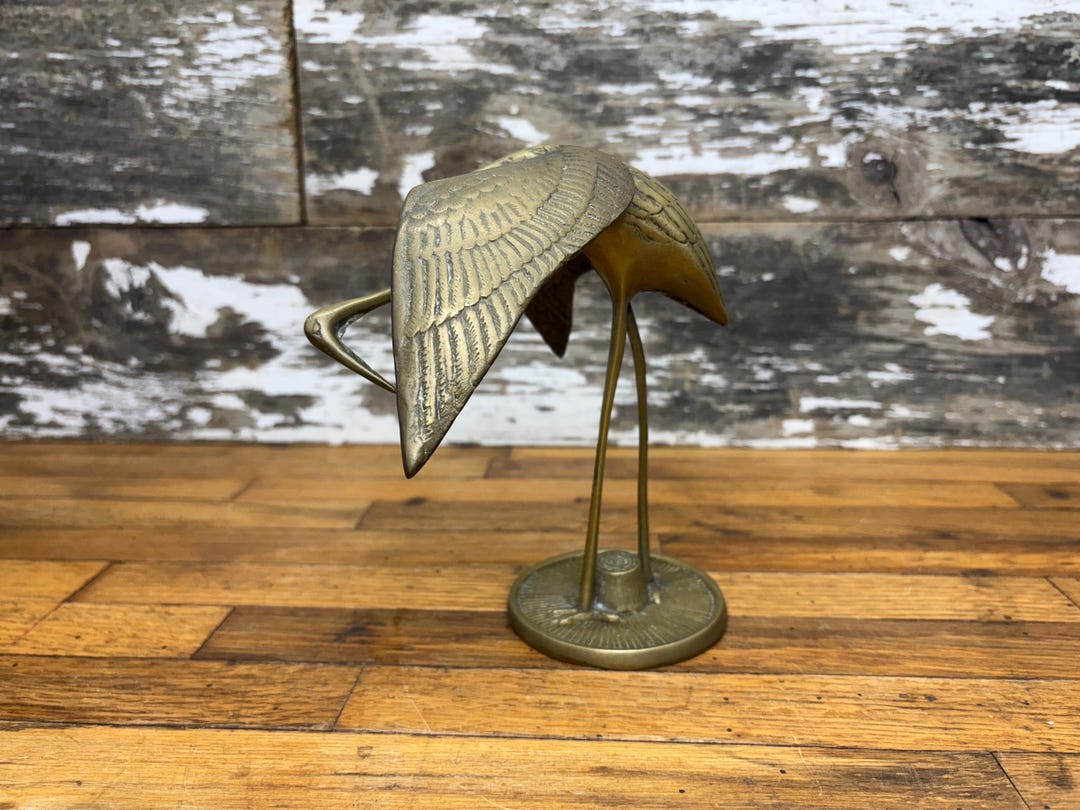 Vintage Cast Brass Crane - Solid Brass - 6.5 Inches Tall - Etsy