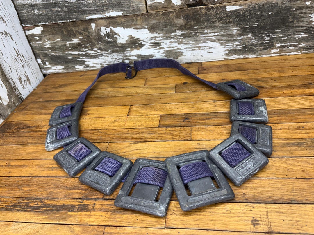 Vintage Weighted US Divers Belt - Web Belt With Ten Dive Weights - U.S ...