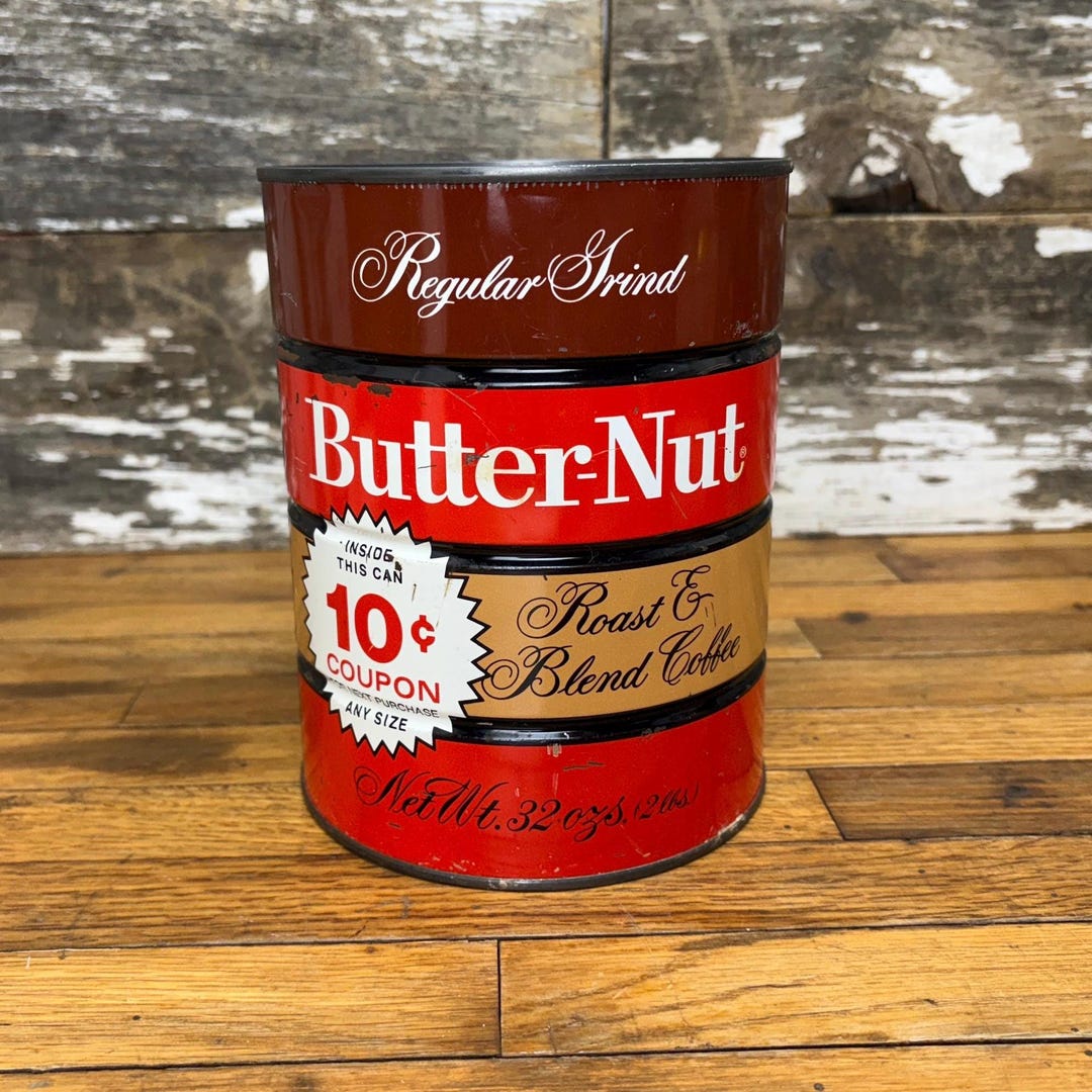 Vintage 2lb Butter-nut Coffee Can - 10 Cent off Graphic - Empty 32oz ...