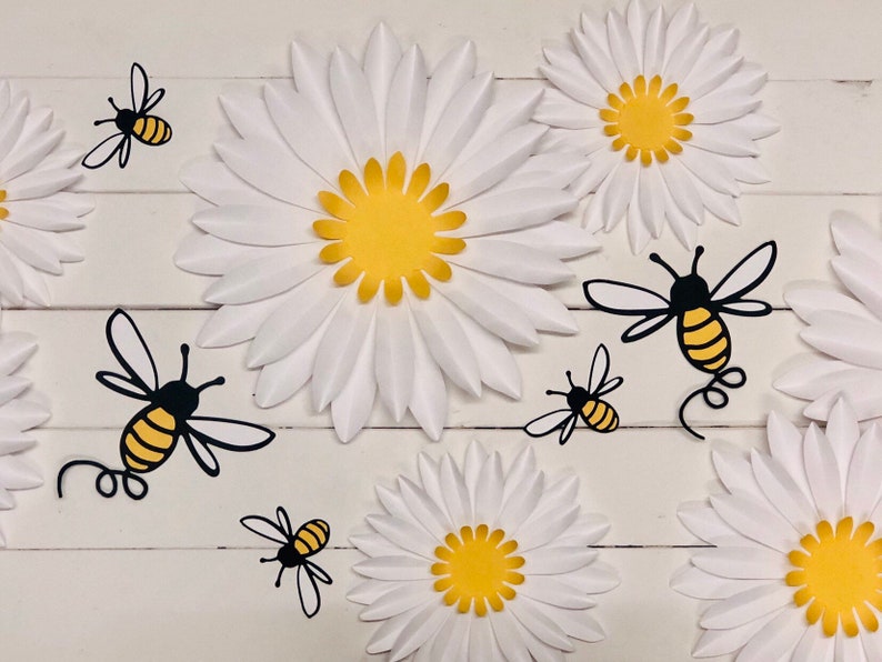 Backdrop - Bees - Daisies - Daisy - Party Decor - Paper Flowers ...