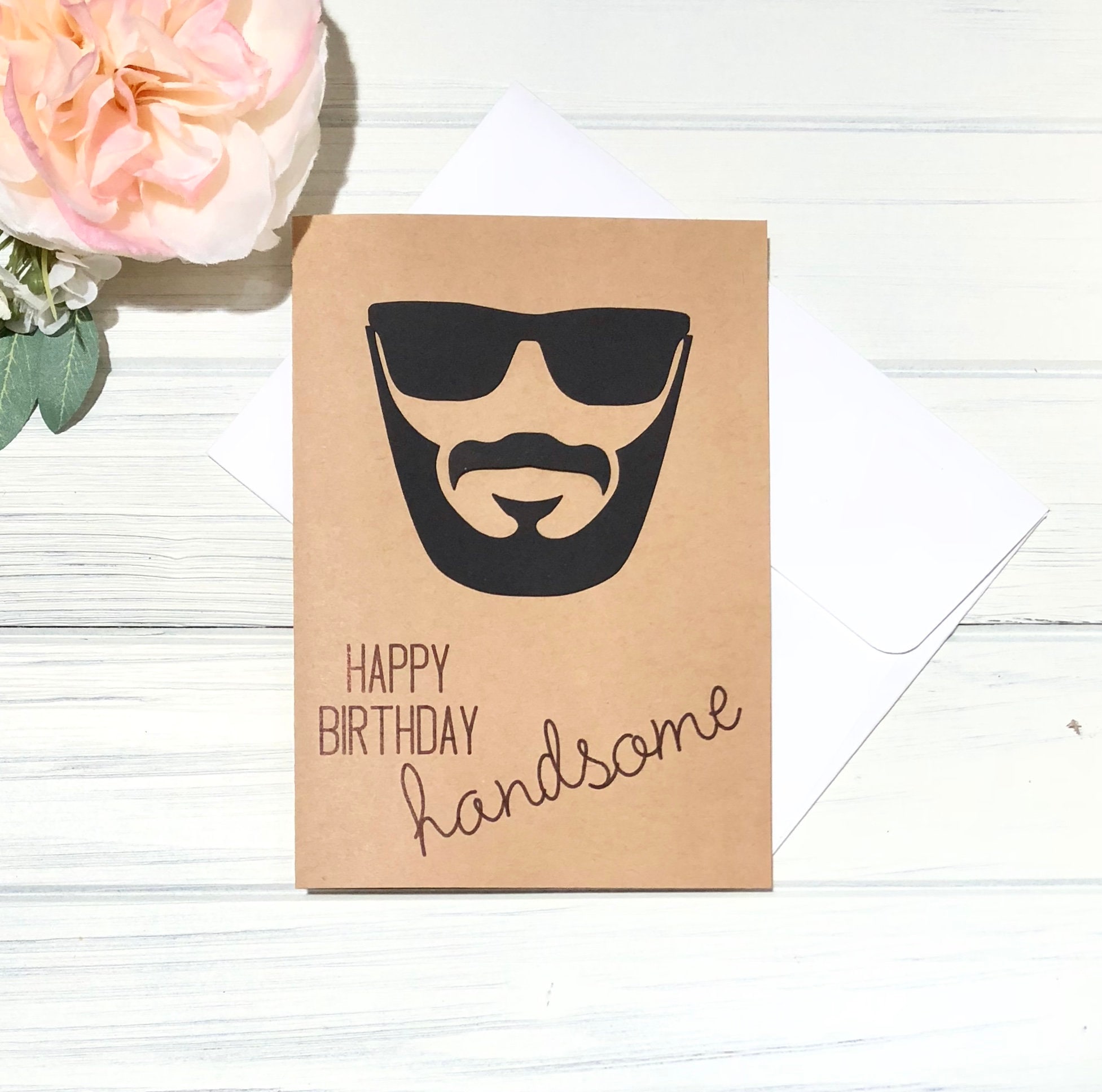 Handmade Men's Beard Birthday Card: Handsome Kraft Card - Etsy