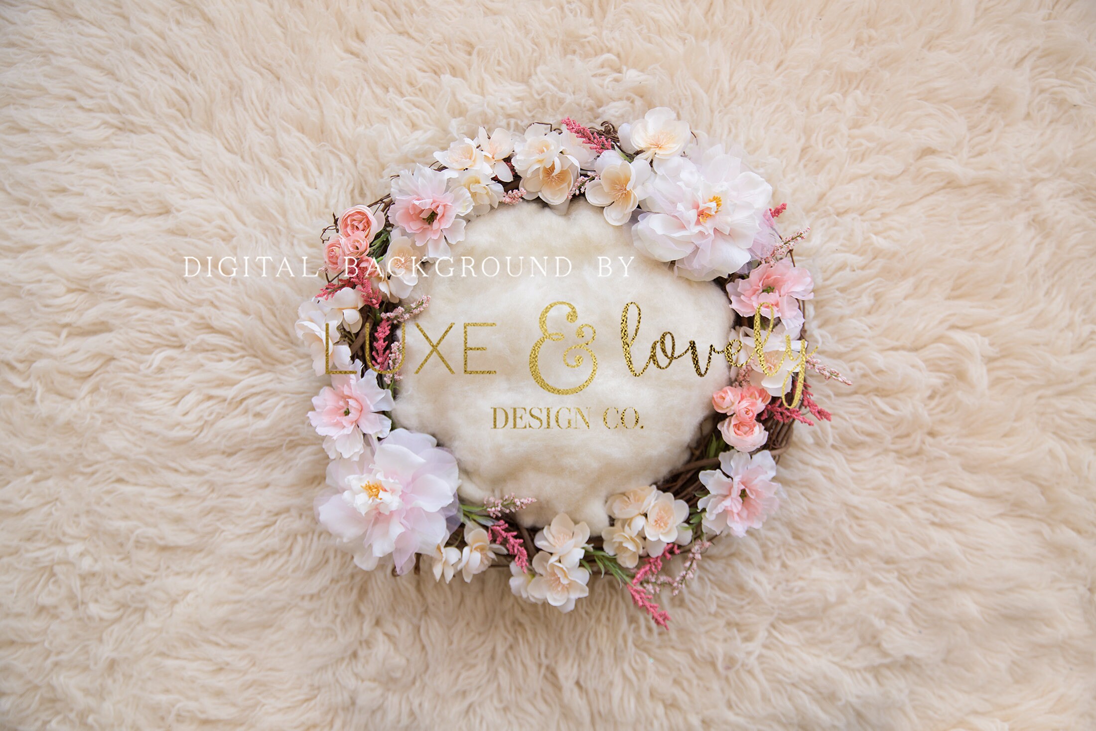 Newborn Photography Digital Background Prop, Pink and Cream Flowers - Etsy